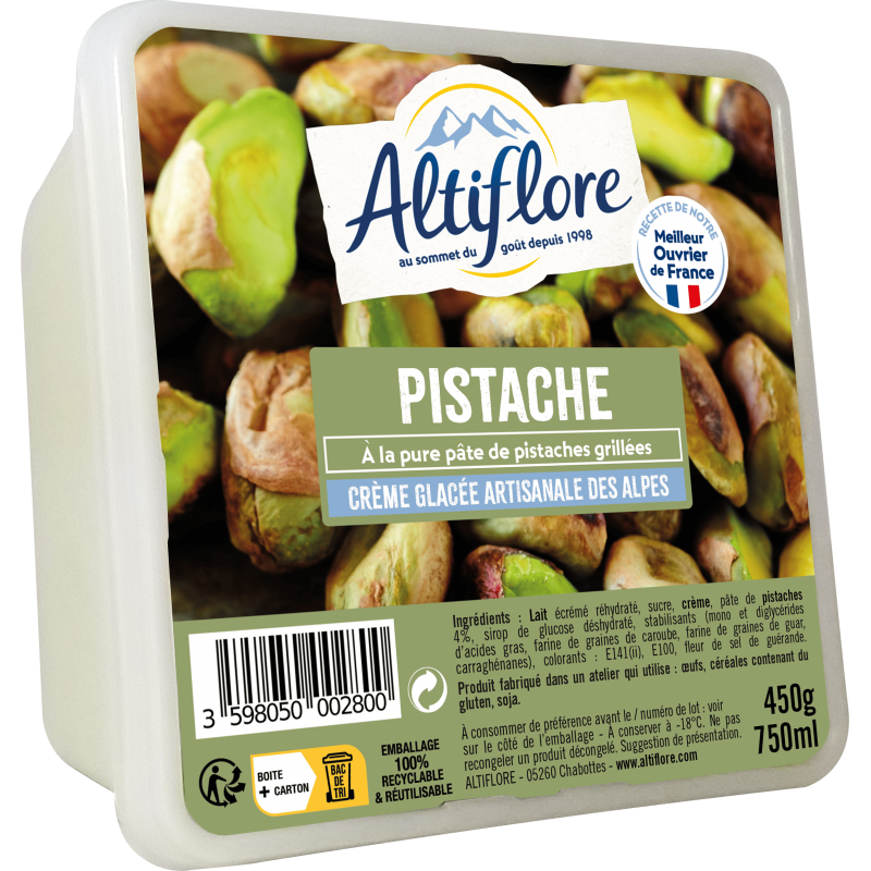 Crème glacée à la Pistache, à la pure pâte de pistache grillée