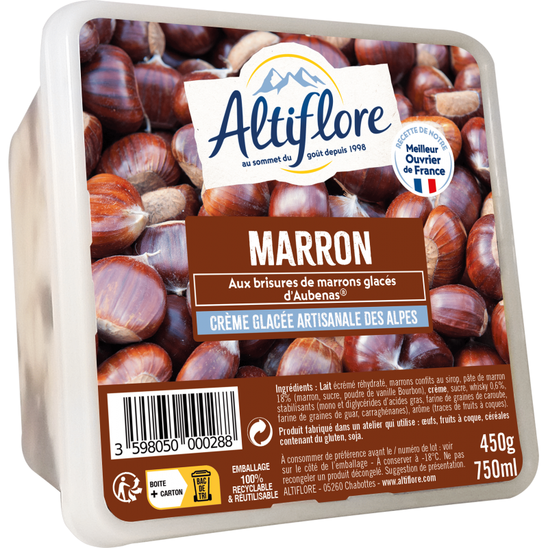 Crème glacée au Marron d'Aubenas® Imbert et brisures de marrons glacés*